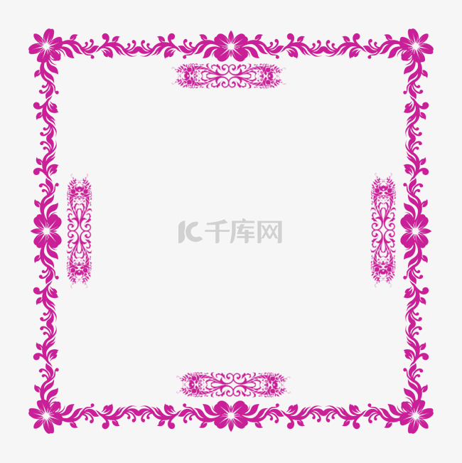 婚庆紫色花纹花边边框装饰素材图片免费下载-千库网