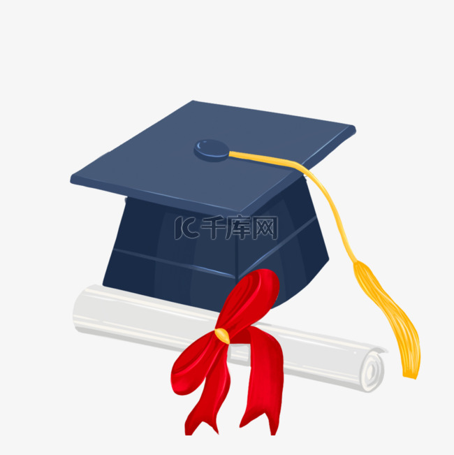 手绘蓝色学生毕业帽素材图片免费下载-千库网