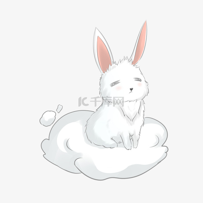 中秋节白色卡通可爱月兔素材图片免费下载-千库网