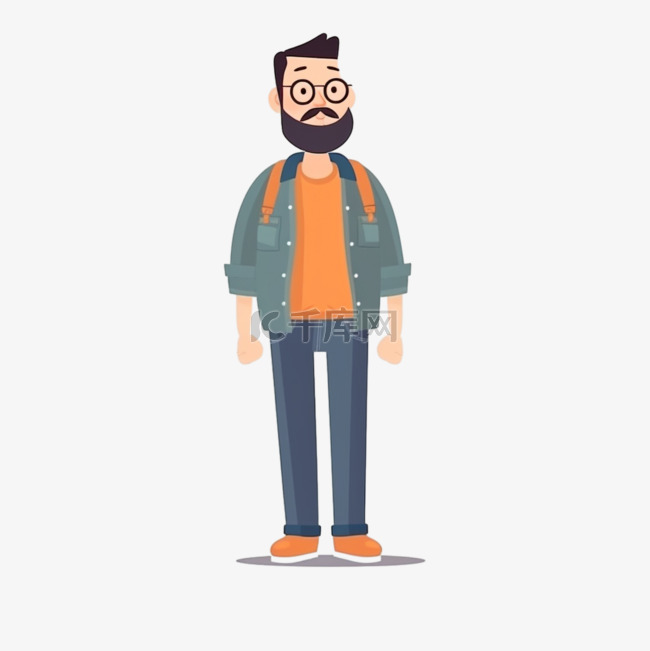 卡通手绘人物爸爸素材图片免费下载-千库网