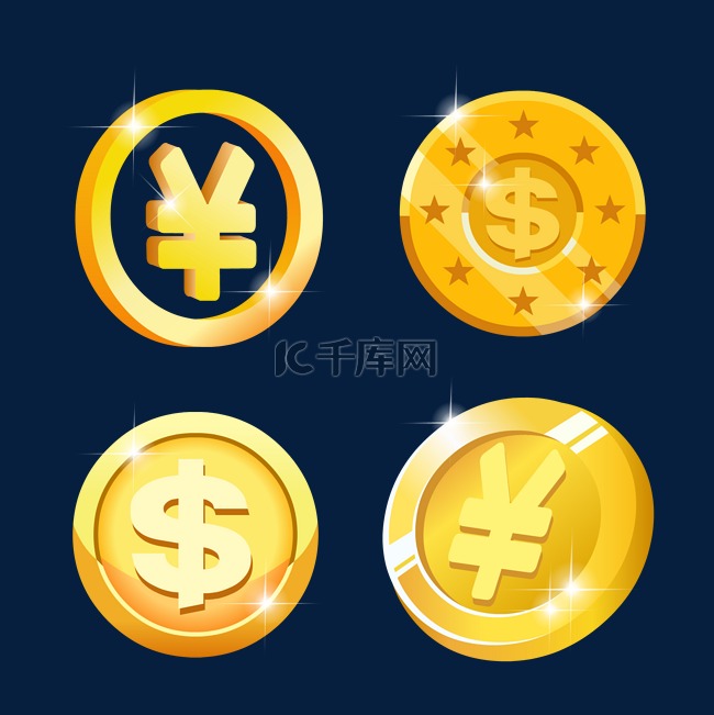 金币icon立体发光金币素材图片免费下载-千库网