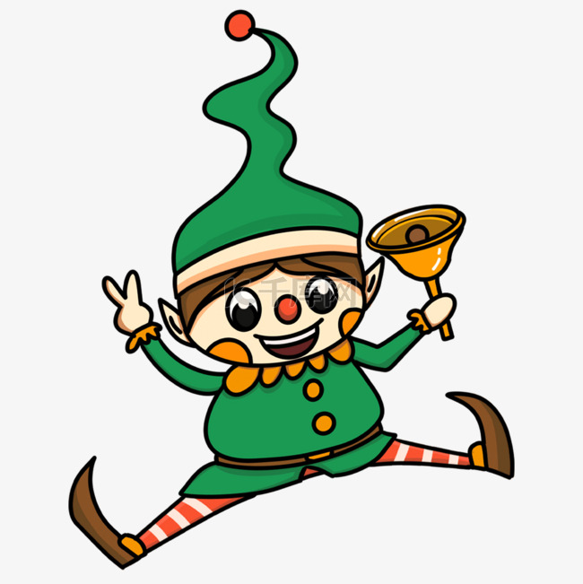 坐着的christmas elf庆祝圣诞手绘卡通素材图片免费下载-千库网