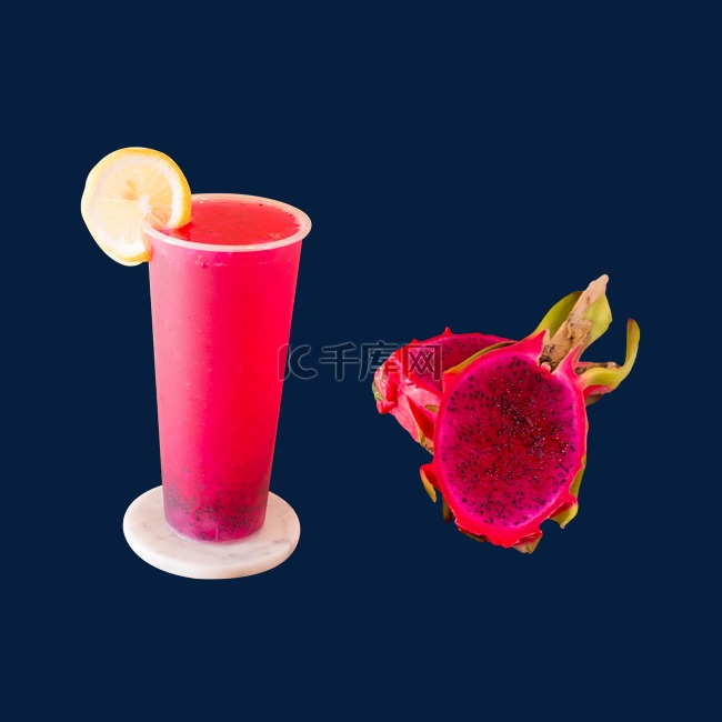 饮品水果茶饮网红火龙果汁素材图片免费下载-千库网
