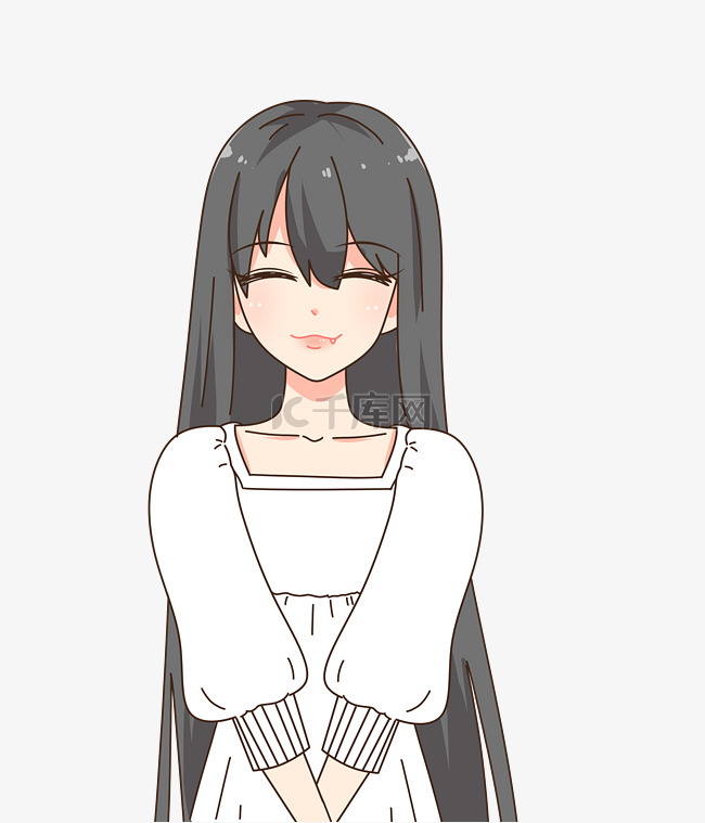 微笑的二次元女孩素材图片免费下载-千库网