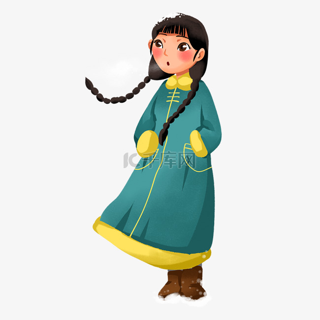穿民族服饰的女孩插画素材图片免费下载-千库网