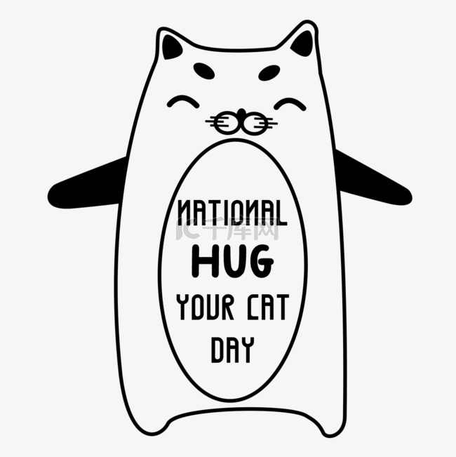 简约卡通national hug your cat day素材图片免费下载-千库网