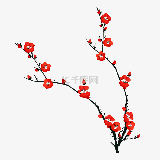 红色系树枝免扣图素材图片免费下载-千库网