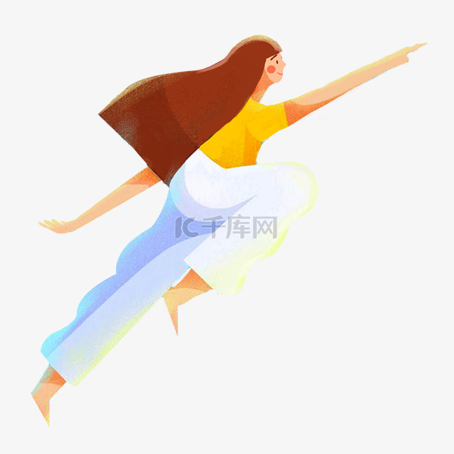 飞奔的卡通美女素材图片免费下载-千库网