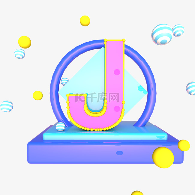 蓝色展台英文字母J素材图片免费下载-千库网