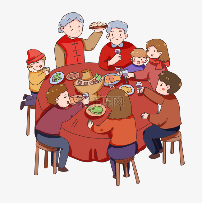 一家人吃年夜饭素材图片免费下载-千库网