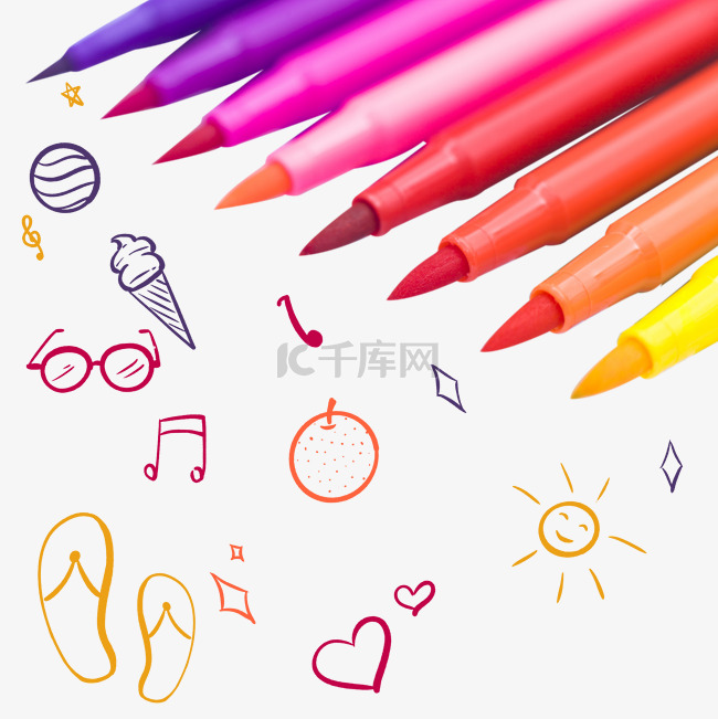 彩色笔画画绘画素材图片免费下载-千库网