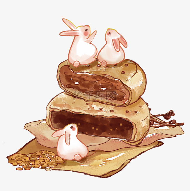 兔子和月饼素材图片免费下载-千库网