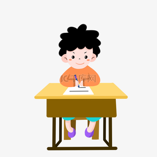 开学季写字男孩素材图片免费下载-千库网