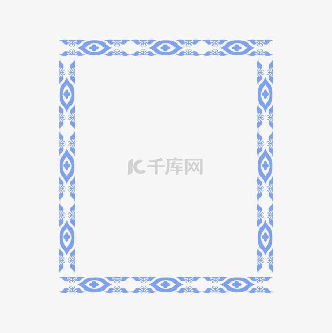 蓝色花边边框素材图片免费下载-千库网