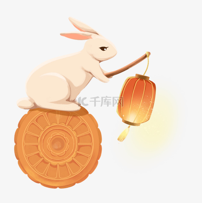 拿着灯笼的兔子素材图片免费下载-千库网