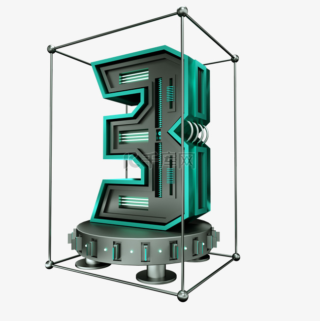 C4D机械金属数字3素材图片免费下载-千库网