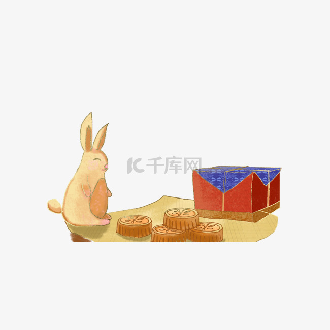中秋节玉兔月饼素材图片免费下载-千库网