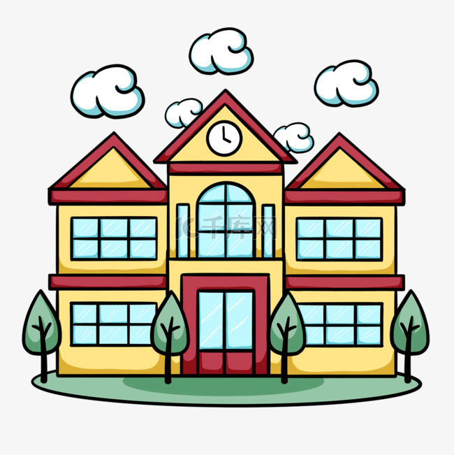 school building卡通学校校舍素材图片免费下载-千库网