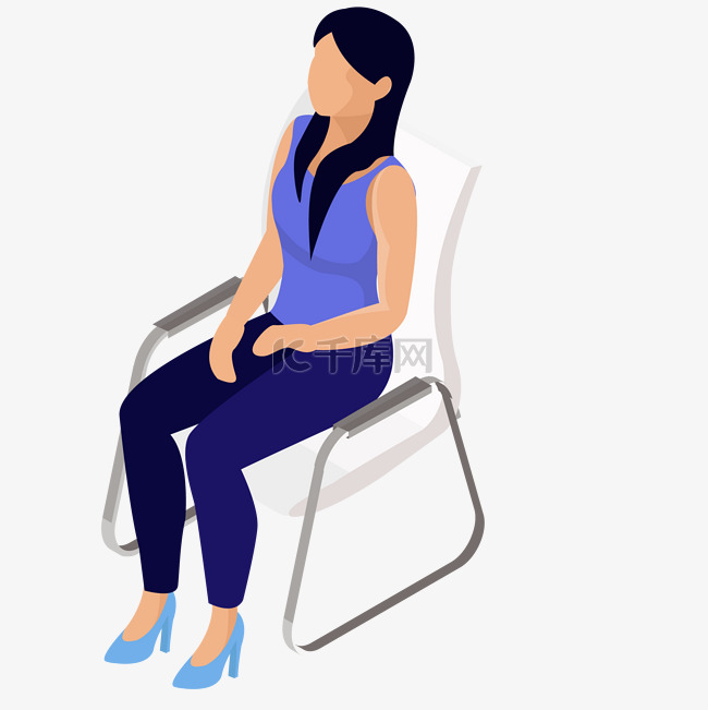 坐着的卡通美女素材图片免费下载-千库网
