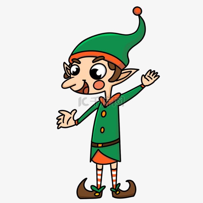 christmas elf你好圣诞节手绘插画素材图片免费下载-千库网