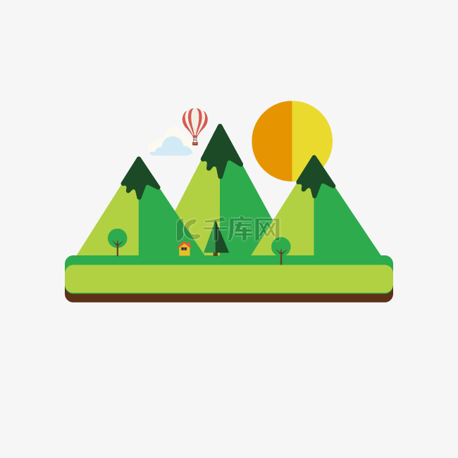 卡通矢量郊区美景素材图片免费下载-千库网