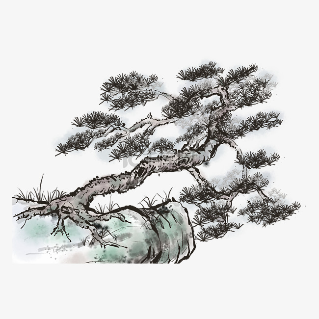 青松松柏国画松树素材图片免费下载-千库网