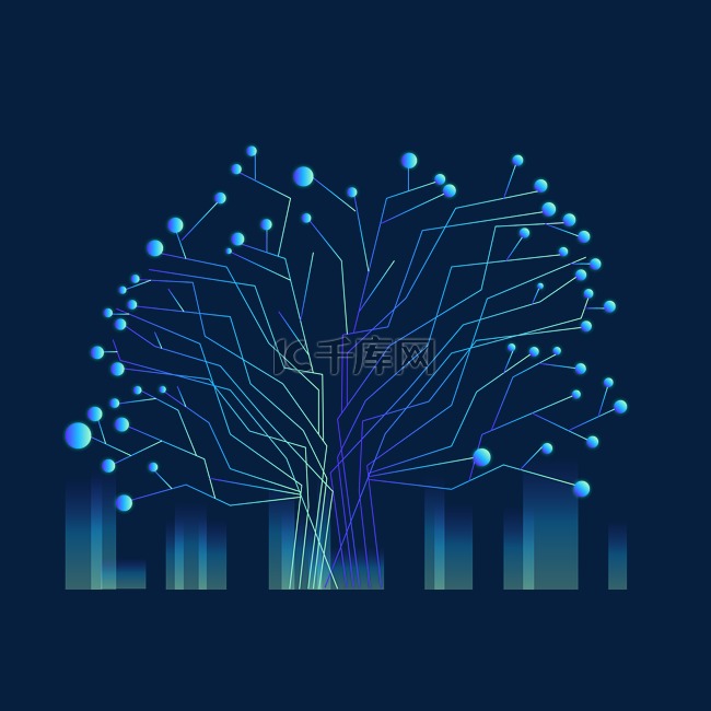 蓝色科技科技树素材图片免费下载-千库网