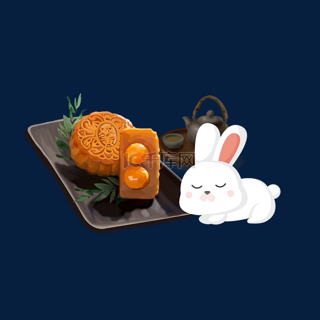 中秋兔子月饼素材图片免费下载-千库网