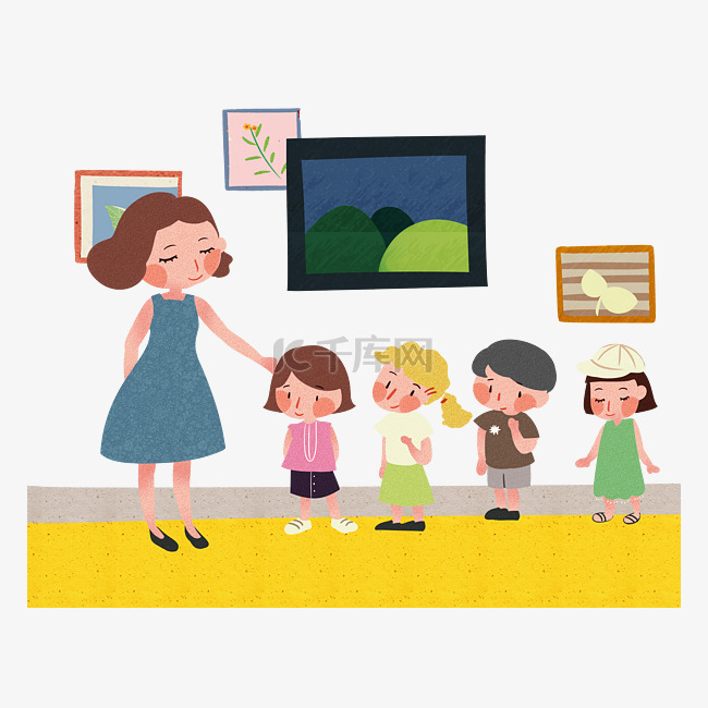 手绘卡通博物馆装饰图素材图片免费下载-千库网