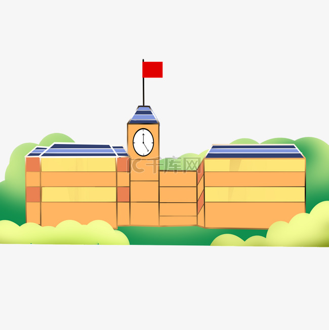 手绘卡通学校插画素材图片免费下载-千库网