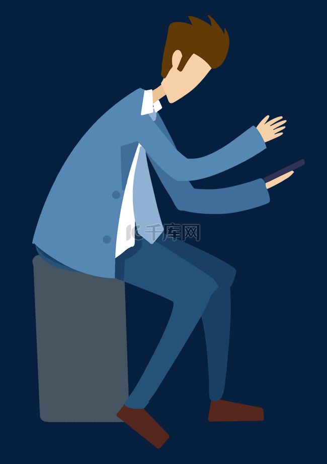 看手机办公人物插画素材图片免费下载-千库网