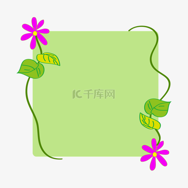 绿色花边边框插画素材图片免费下载-千库网