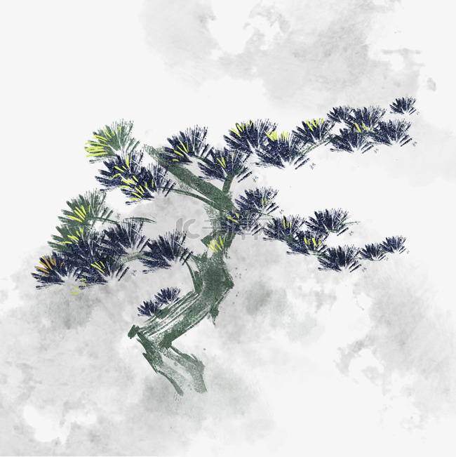 中国古典松树国画水墨素材图片免费下载-千库网