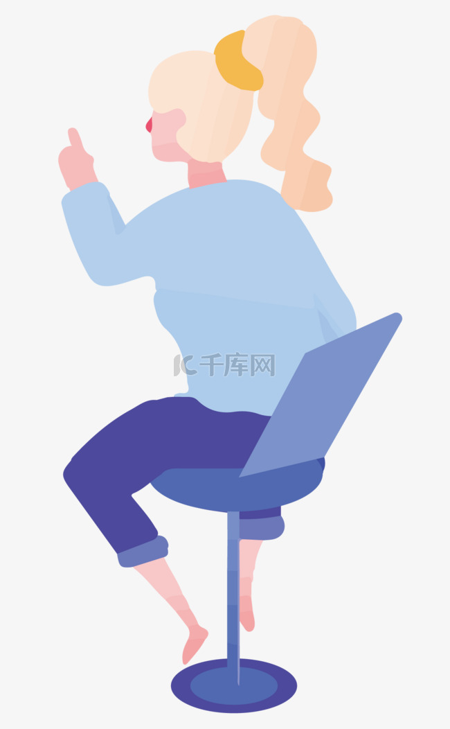 坐着卡通女孩矢量图素材图片免费下载-千库网