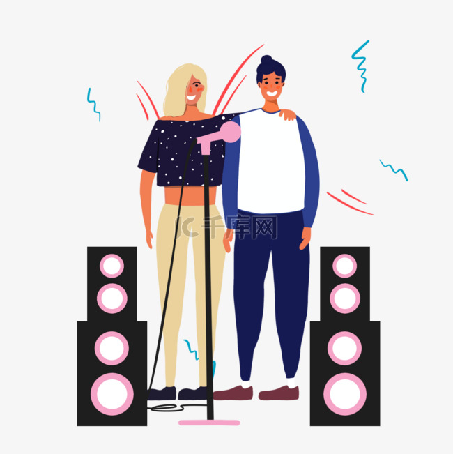 卡通手绘舞台演唱音乐节插画素材图片免费下载-千库网