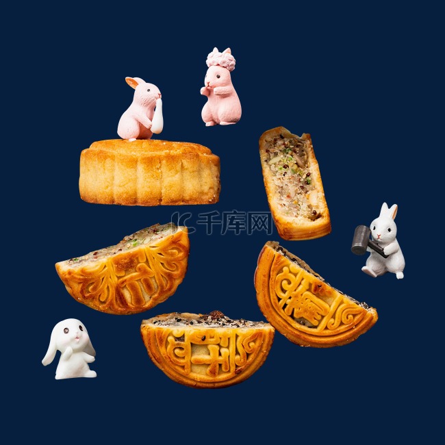 中秋节月饼兔子素材图片免费下载-千库网