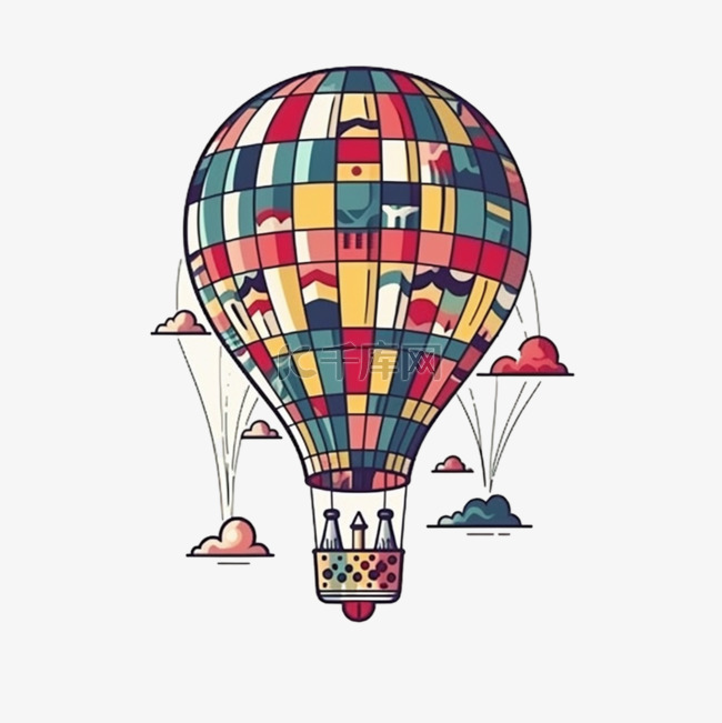 卡通手绘户外热气球素材图片免费下载-千库网