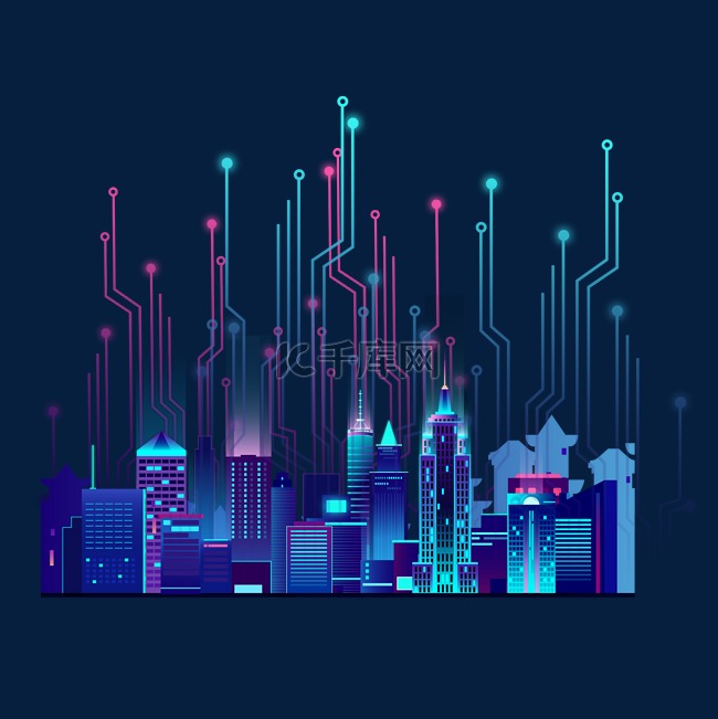 科技城市未来智能大数据智慧城市素材图片免费下载-千库网