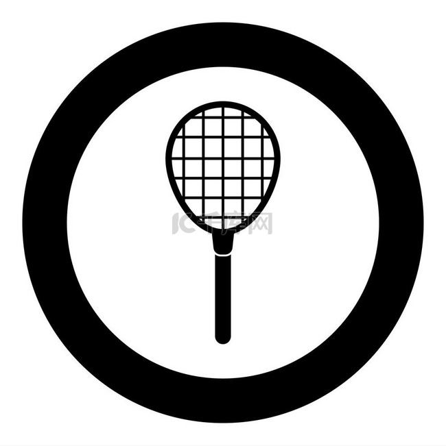 网球拍图标黑色在孤立的圆形矢量图中素材图片免费下载-千库网