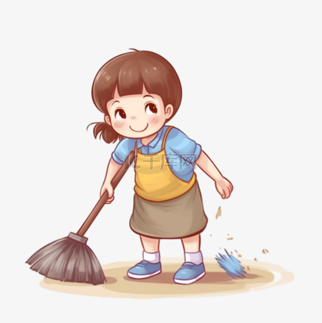 卡通生活场景打扫卫生人物素材图片免费下载-千库网