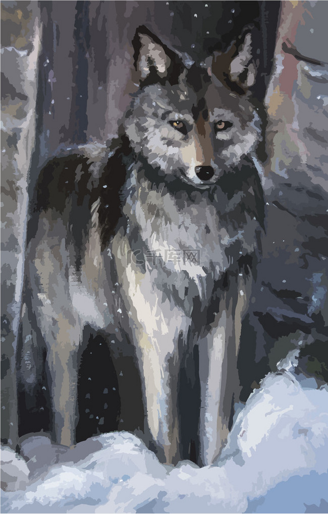 冬季的森林里的狼素材图片免费下载-千库网