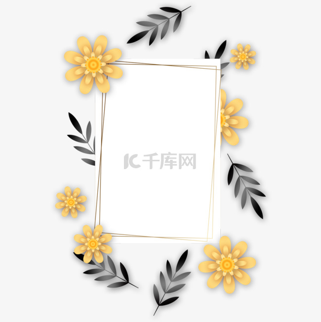 黄色花朵剪纸风格素材图片免费下载-千库网