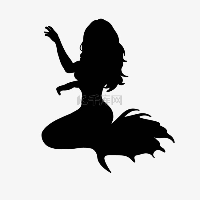 美人鱼剪影婀娜人鱼素材图片免费下载-千库网
