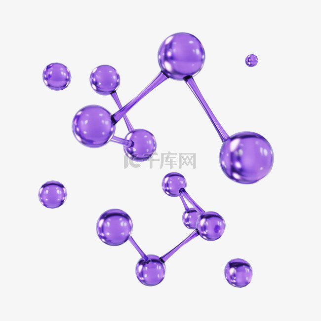3D立体C4D医疗紫色分子结构素材图片免费下载-千库网