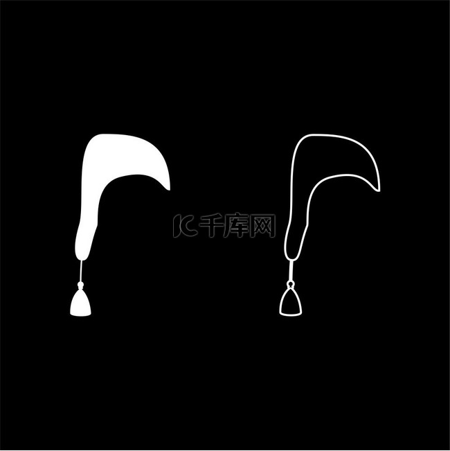 Nightcap Hat for sleep icon outline set white color illustration flat ...