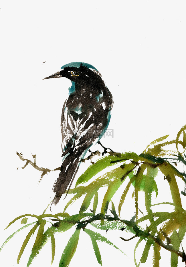 绿叶与小鸟素材图片免费下载-千库网