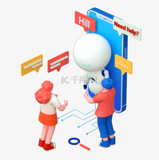 3DC4D立体人工智AI机器人chatGPT素材图片免费下载-千库网