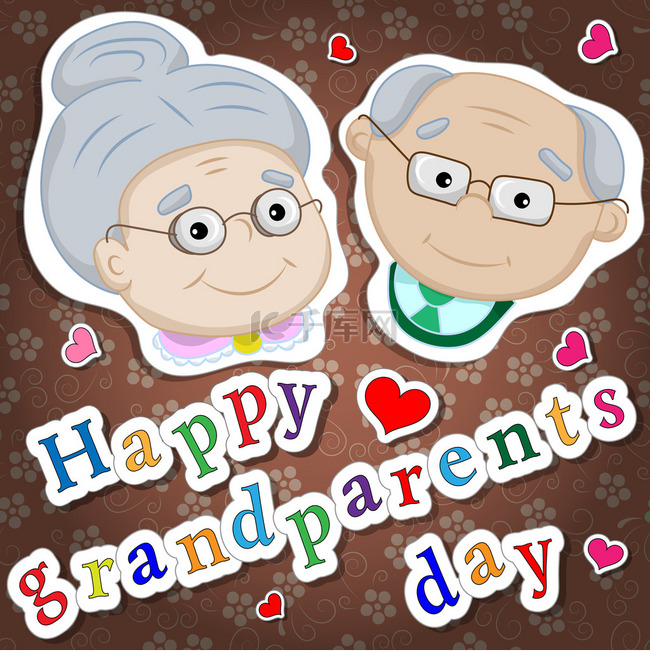 Greetings on grandparents day with the phrase and face of grandparents ...