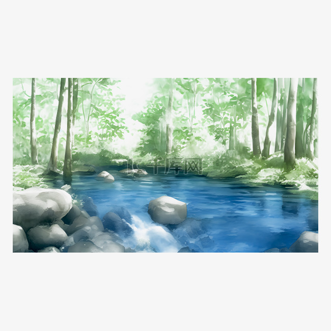树林中的溪水素材图片免费下载-千库网
