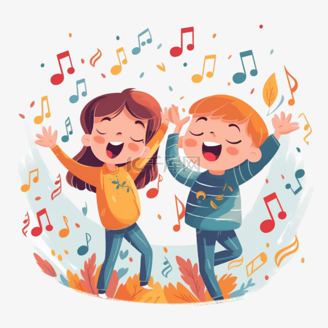 卡通儿童节唱歌的儿童素材图片免费下载-千库网